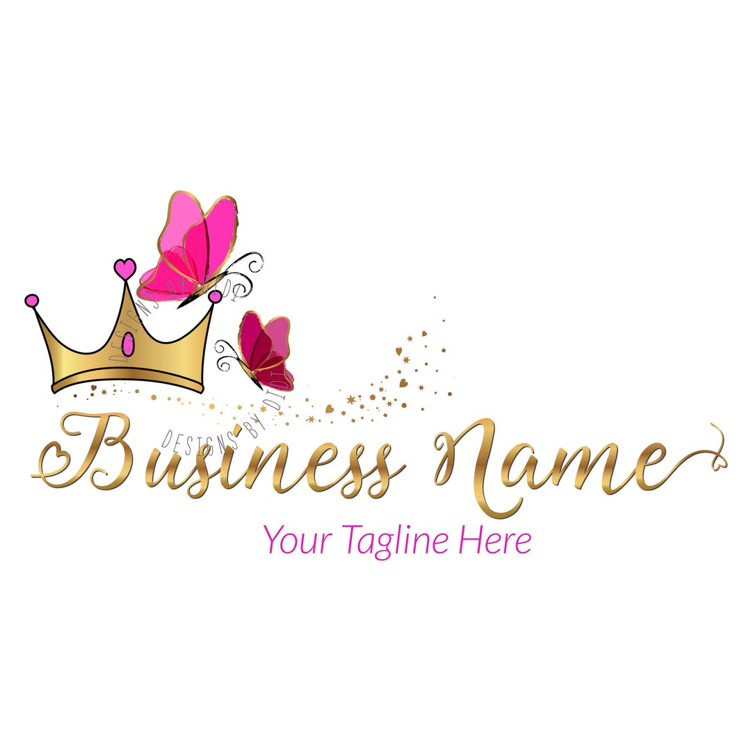 Crown Butterfly Logo, Crown Princess Girly Logo, Girls Business Logo ...