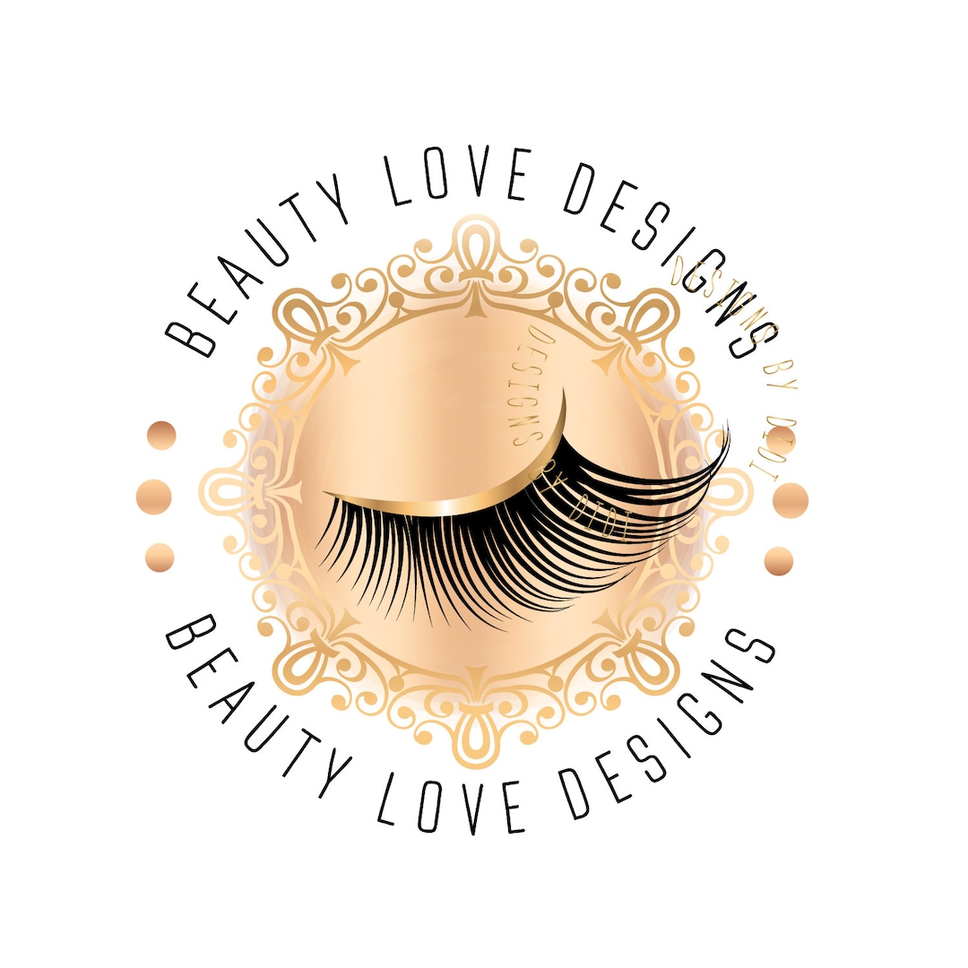 Custom Logo Lash, Gold Lashes Crown Logo, Eyelash Gold Round Logo ...