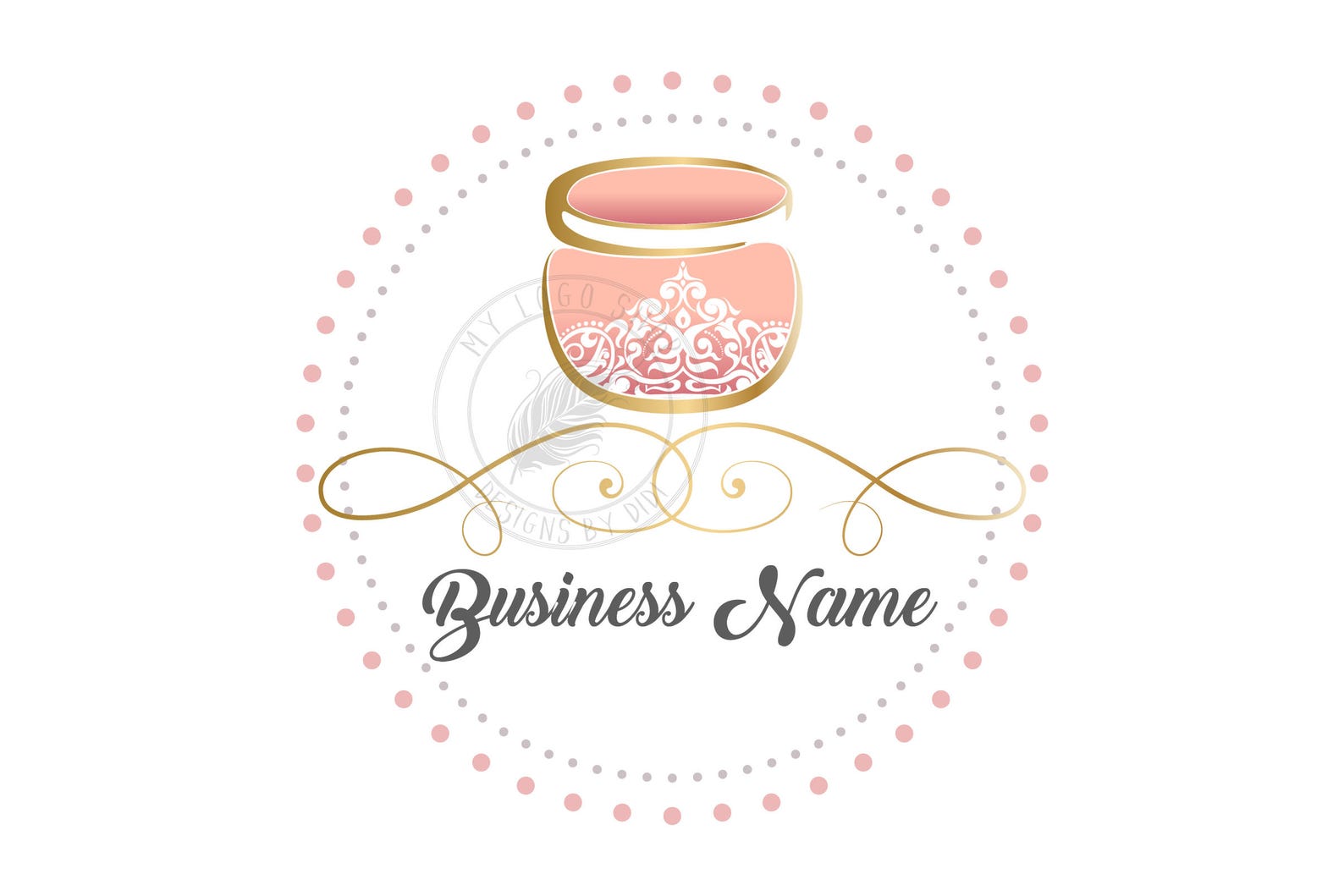 Custom Logo Design Jar Pink Gold Logo Premade Logo Design - Etsy