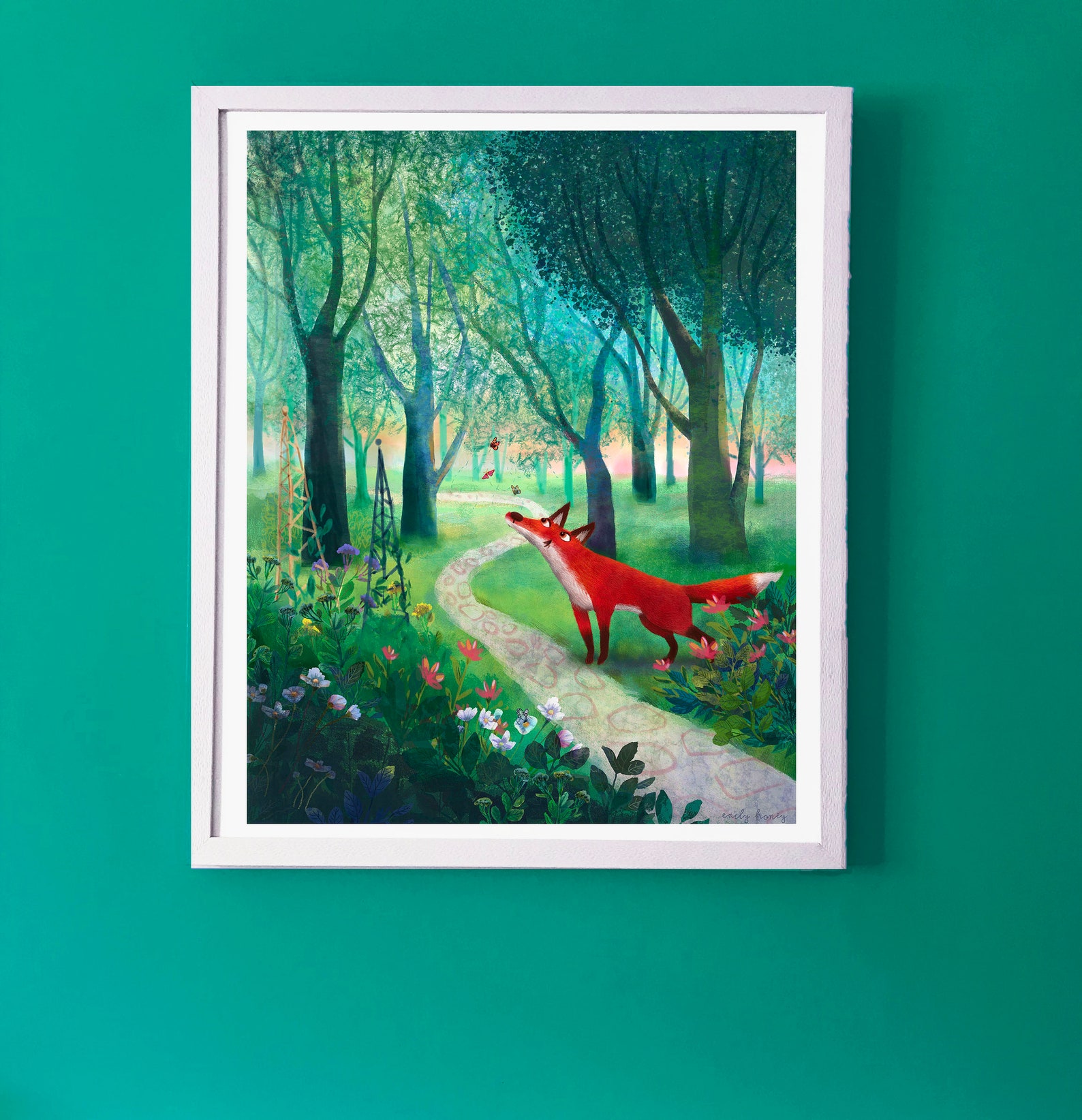 Flossie the Fox - Art Print - Chasing Moths - Colourful Illustrated ...