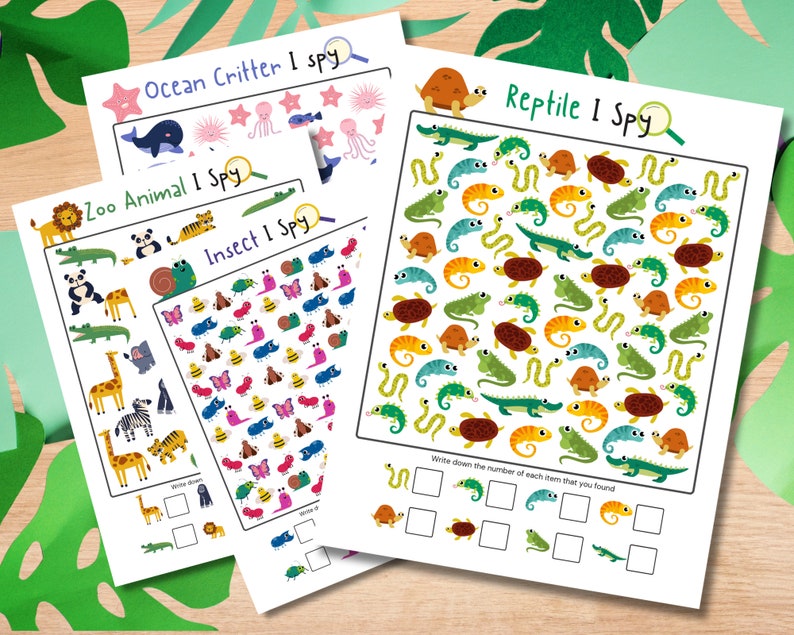 I Spy Animals Printable Activity Sheets, I Spy Wildlife Game for Kids ...