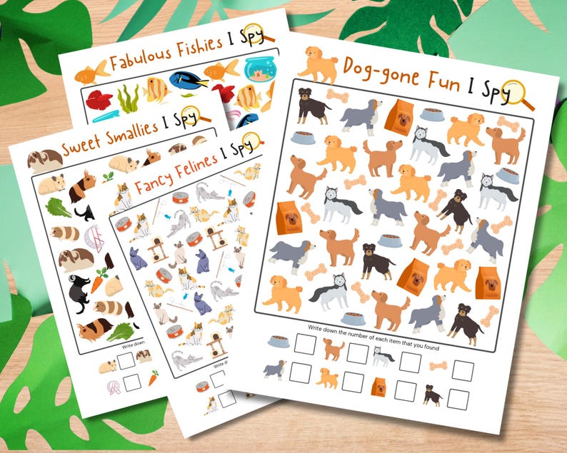 I Spy Pets Printable Activity Sheets, I Spy Dogs & Cats Game for Kids ...