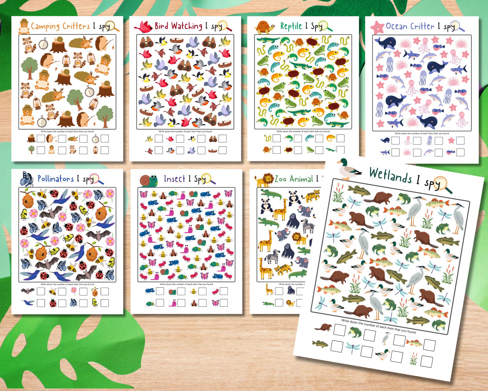 I Spy Animals and Nature Printable Activity Sheets, I Spy Wildlife Game ...