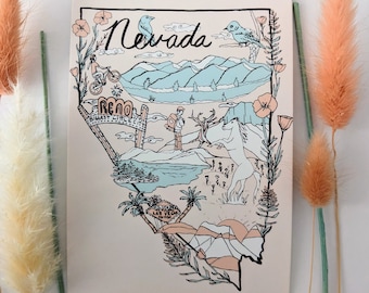 Nevada State Postcard. - Etsy