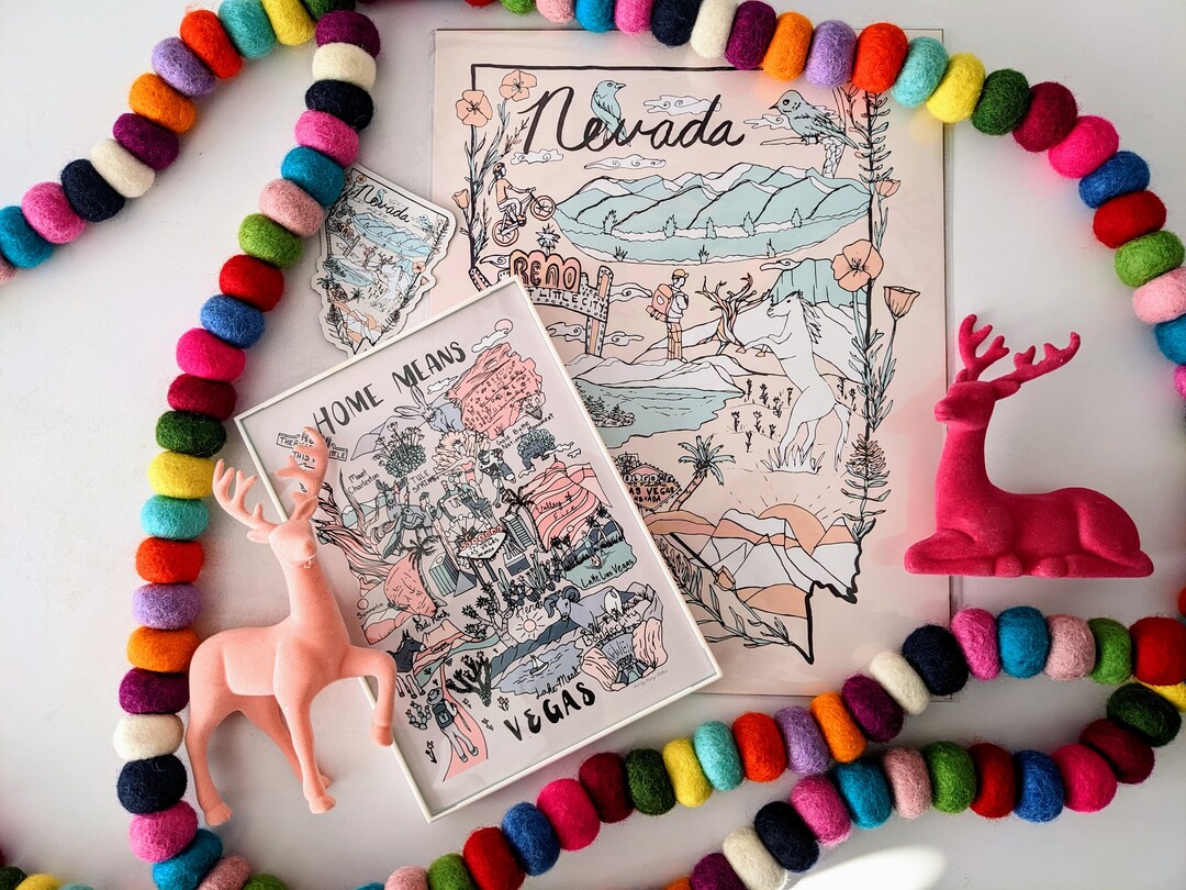 Nevada and Vegas Print and Magnet Bundle, Nevada Magnet, Nevada 8.5x11 ...