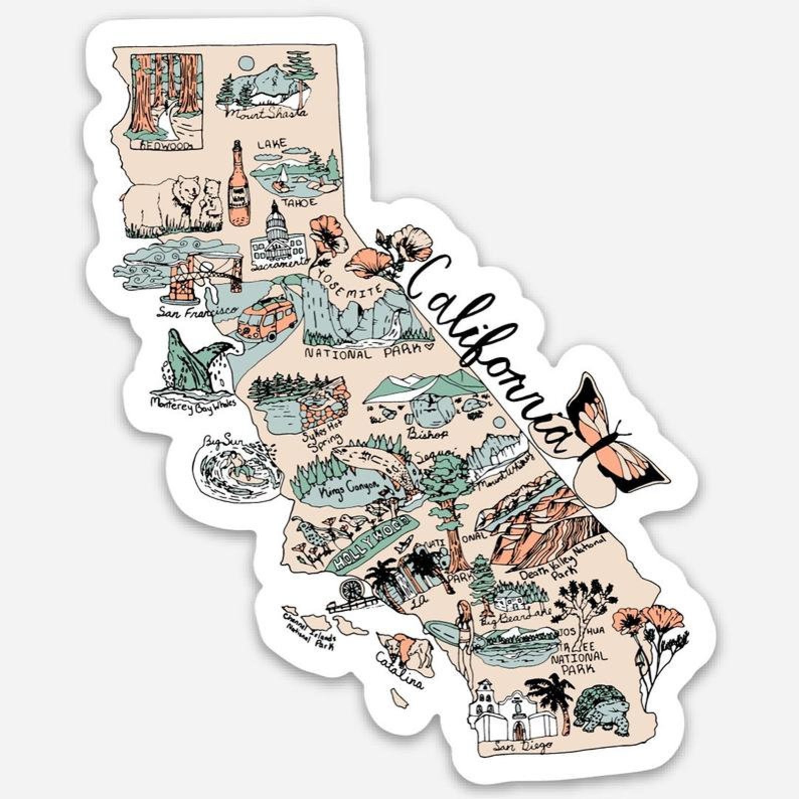 California Sticker Vinyl Sticker Laptop Sticker Car | Etsy