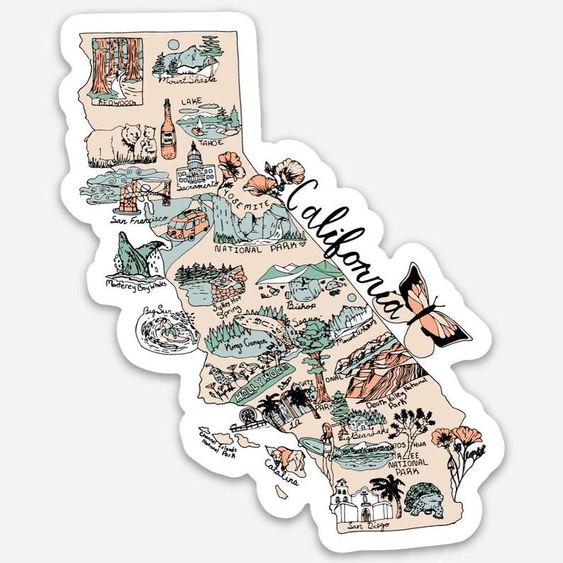 California Sticker Vinyl Sticker Laptop Sticker Car | Etsy