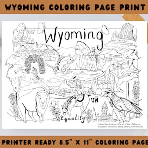 Wyoming Coloring, Wyoming Print, Wyoming Art, Wyoming Coloring Page ...