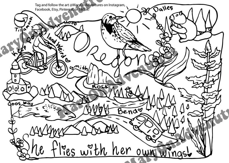 Oregon Coloring Page Oregon Digital Download Oregon PDF - Etsy