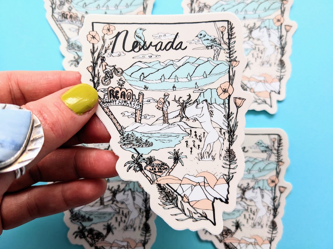 Nevada Sticker, Nevada Decal, Vegas Sticker, Reno Sticker, Water Bottle ...