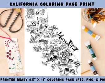 U.S. Map Coloring Page Digital Download places I've - Etsy