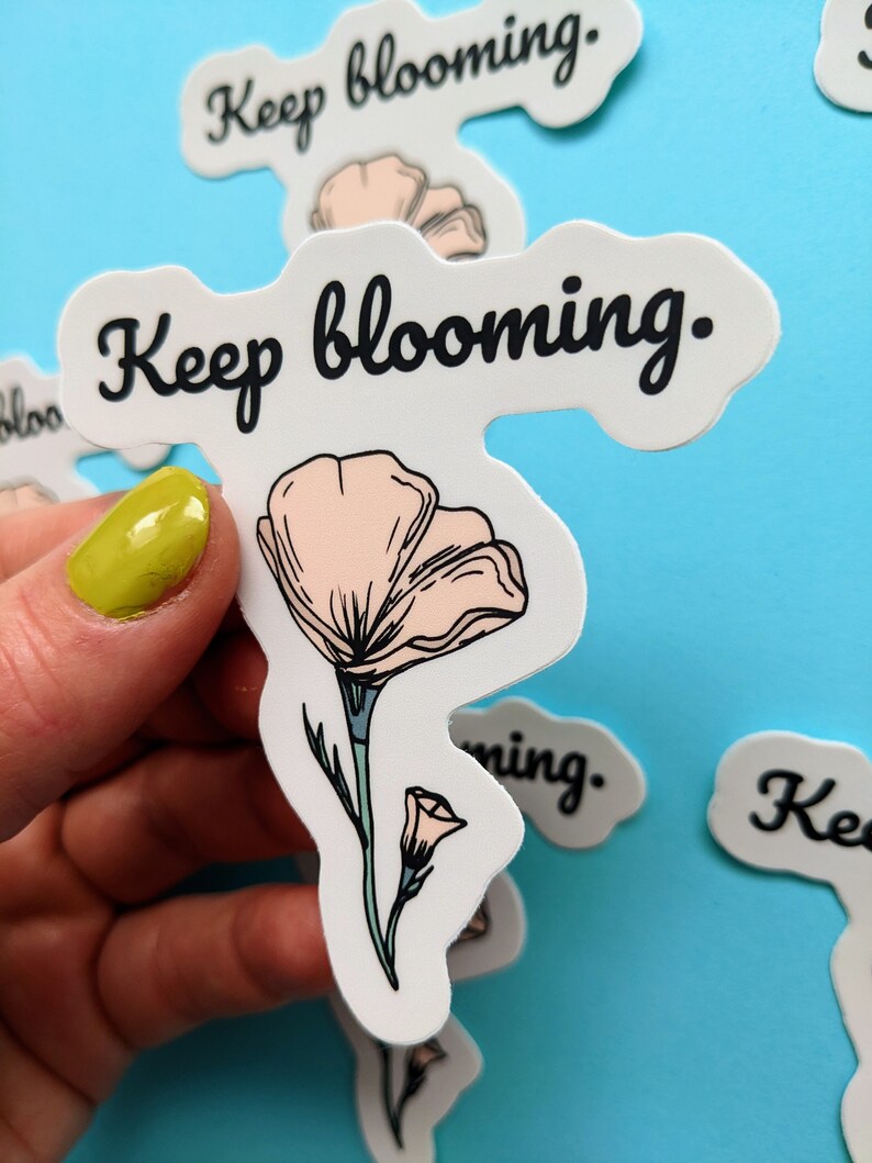 Keep Blooming Flower Sticker, Flower Decal, Flower Sticker, Poppy ...
