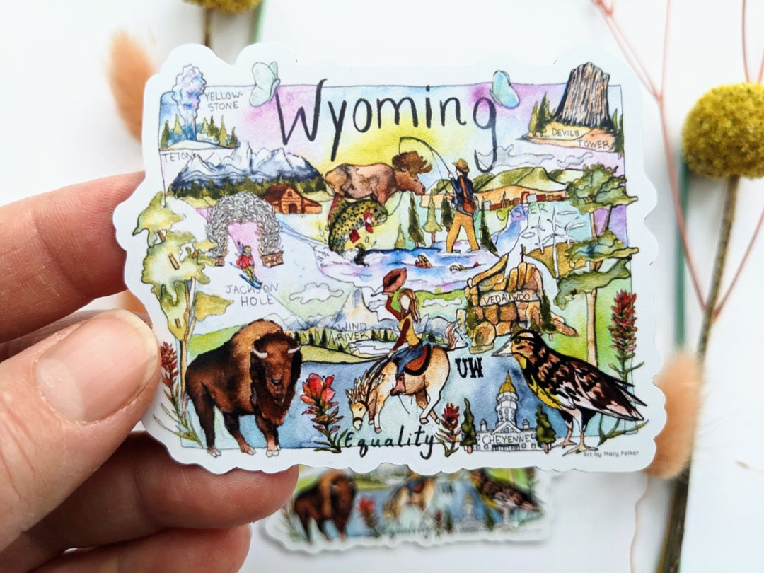 Wyoming Magnet, Wyoming Souvenir, State Magnet, State Souvenir, Hiker ...