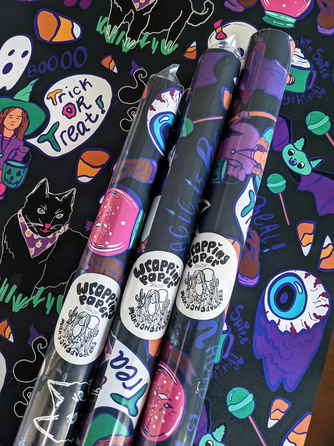 Halloween Wrapping Paper, Halloween Gift Wrap, Spooky Wrapping Paper ...