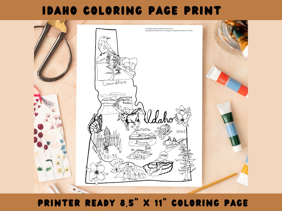 Idaho Coloring Page, Boise Coloring Page, Idaho State Coloring Page ...