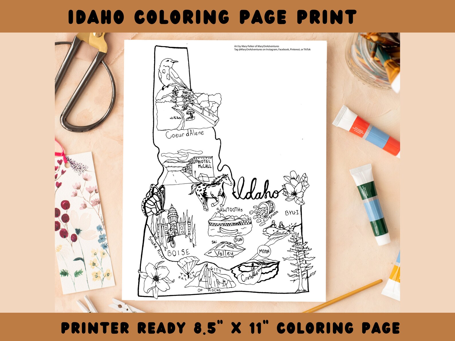 Idaho Coloring Page, Boise Coloring Page, Idaho State Coloring Page ...