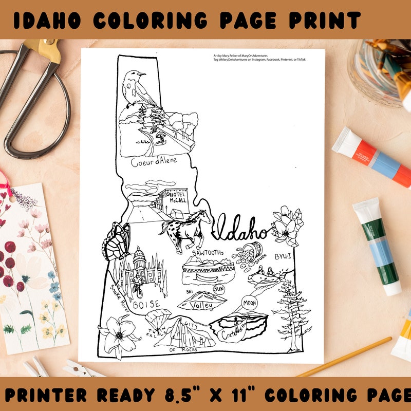 Idaho Coloring Page - Etsy