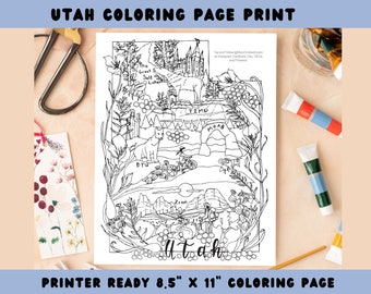 Utah Map Coloring Page - Etsy