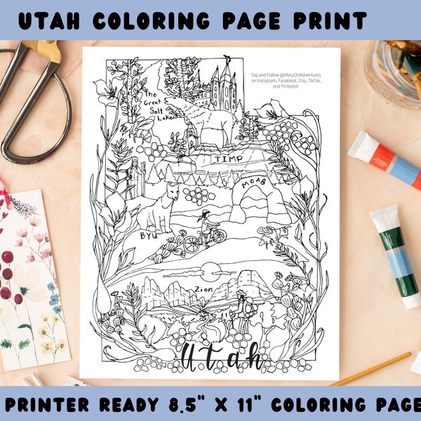 Utah Coloring Page - Etsy