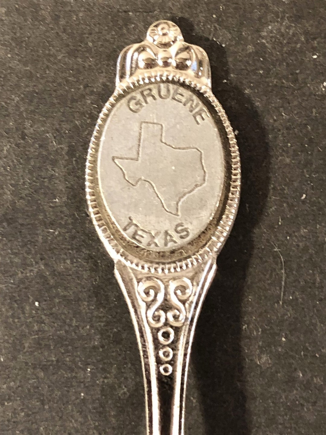 Gruene, Texas & Map on Pewter Insert (top) on Souvenir Spoon - Pre ...
