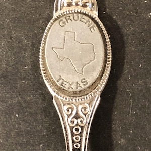 Gruene, Texas & Map on Pewter Insert (top) on Souvenir Spoon - Pre ...