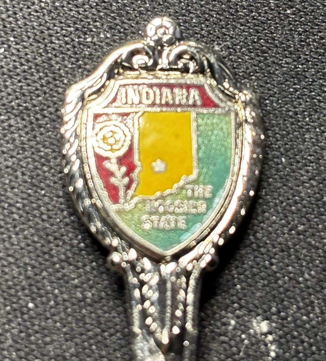 Indiana Hoosier State (top) Map and Sites (bowl) on Souvenir Spoon ...