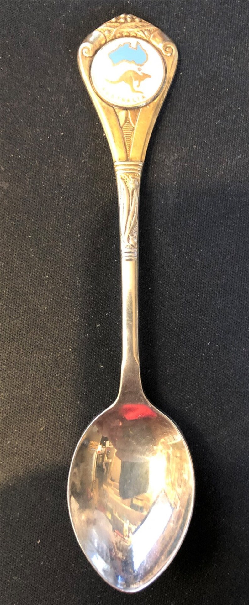 Australia, Kangaroo & Map on White (top) on Silver Plated Souvenir ...