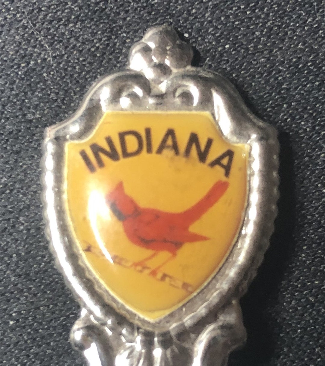 Indiana With Cardinal (top) Map With Sites (bowl) on Souvenir Spoon ...