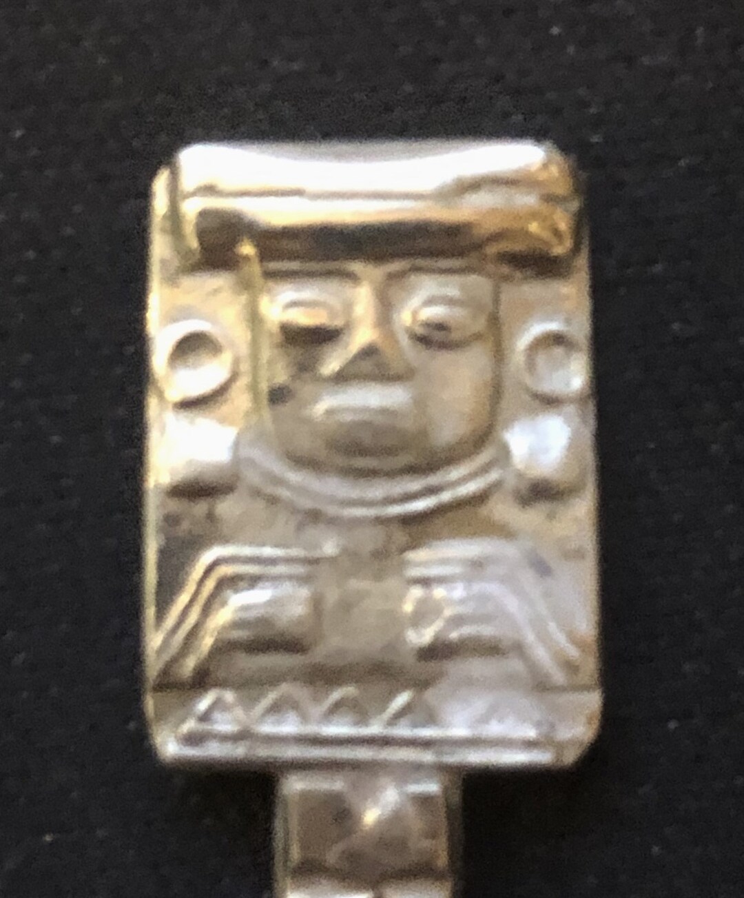 Aztec Image (top) Cancun, Mexico (stem) on Silver Plated Souvenir ...