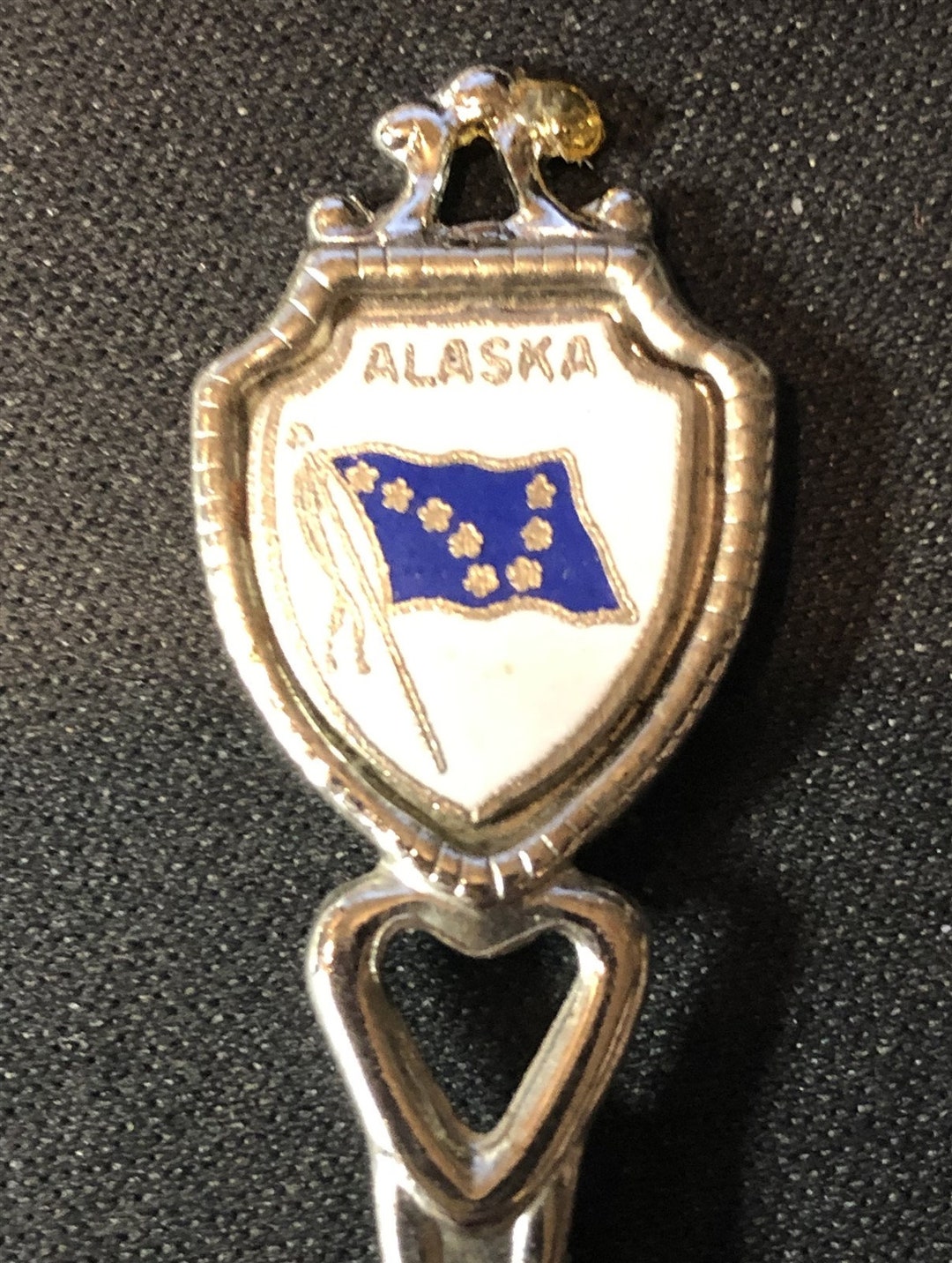 Alaska With State Flag (top) and State Map (bowl) Souvenir Spoon - Pre ...