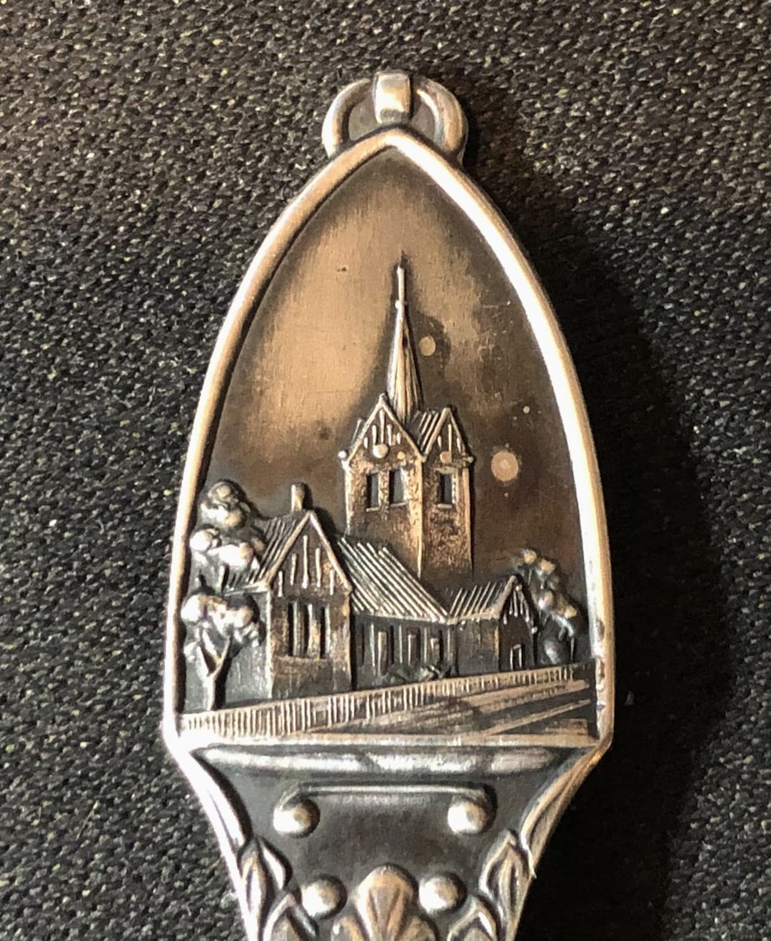 Thisted, Denmark (stem) Church and Houses (top) on Sterling Silver ...