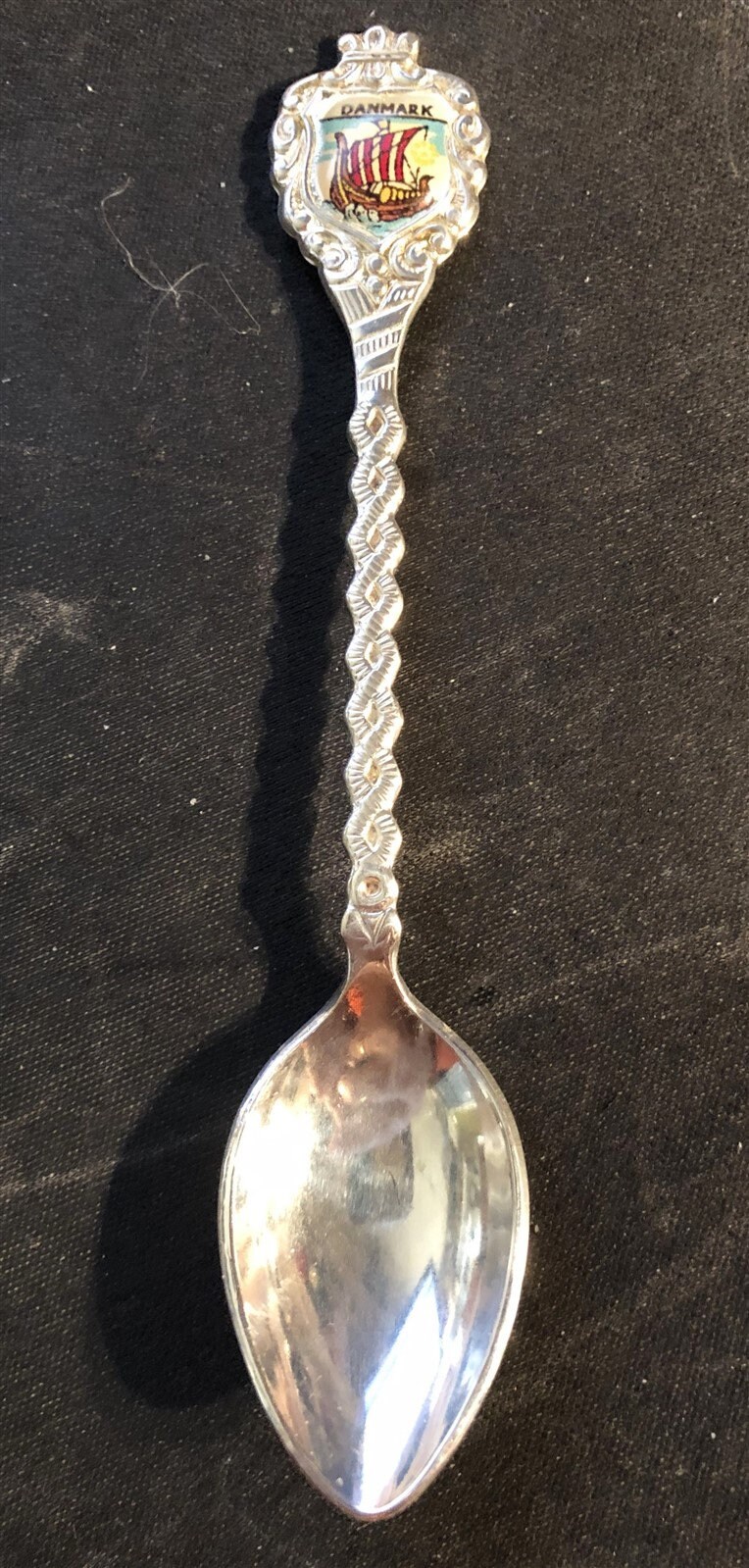 NEW and Viking Ship Denmark top Danmark on Silver Plated Souvenir Spoon ...