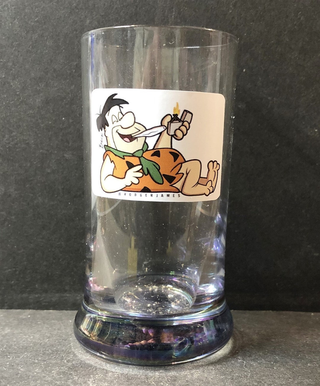 Fred Flintstone on 2oz Bluish Cylinder Glass Shot Glass - NEW - Etsy