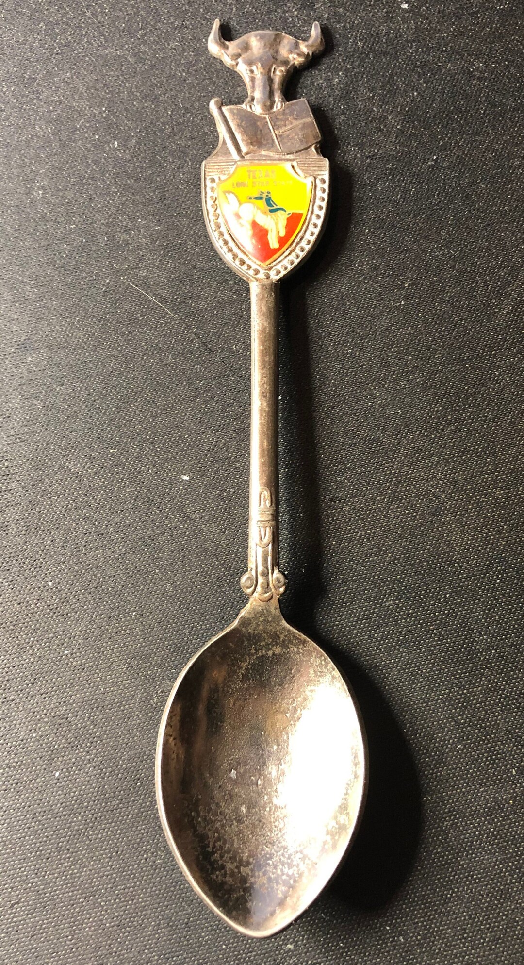 Texas With Cowboy on Bronco and Bull on Flag (top) on Souvenir Spoon ...
