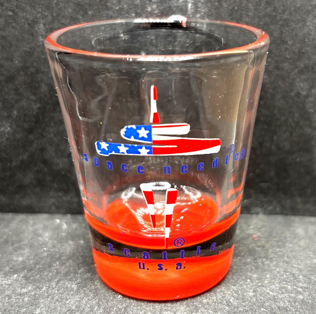 Seattle, Washington and Space Needle, USA With Red Bottom on 1oz Glass ...