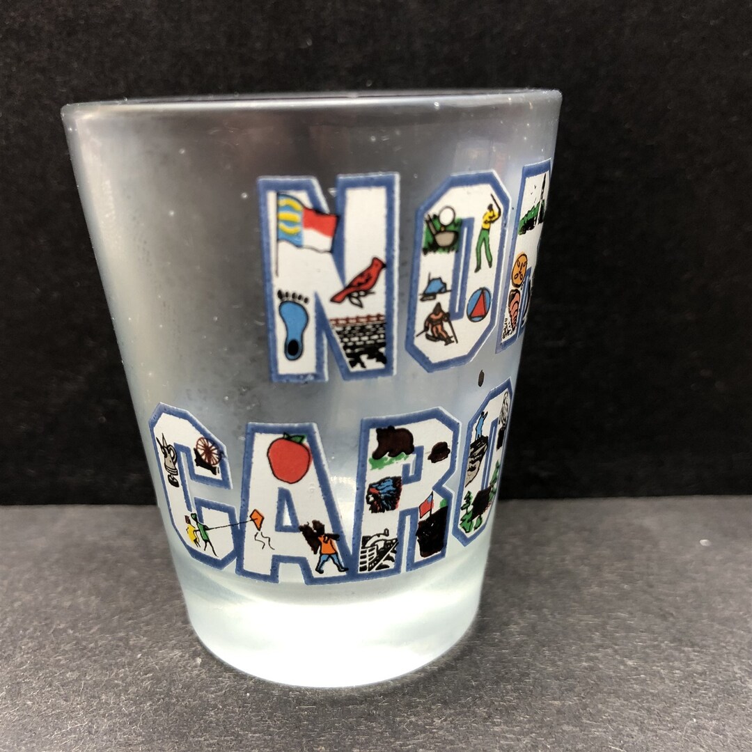 North Carolina With Sites in Letters on 1oz Frosted Glass Shot - Etsy