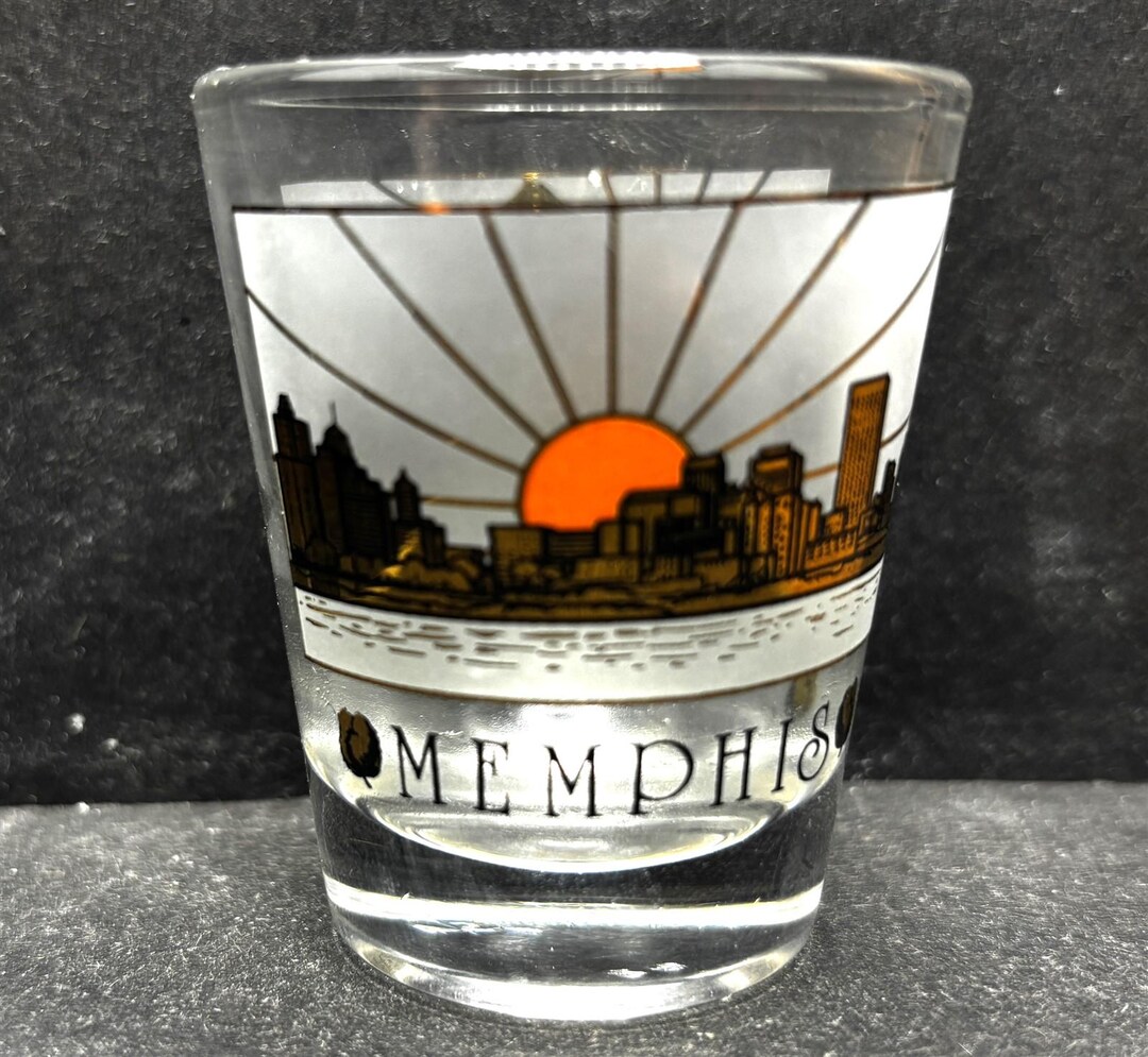 Memphis, Tennessee With Skyline and Memphis Pyramid on 1oz Glass Shot ...