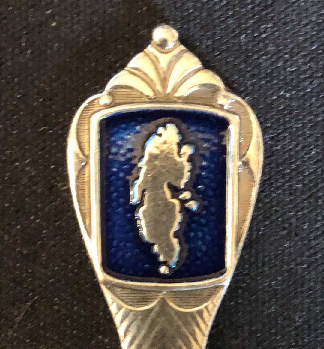 St Thomas (stem) Map (top) US Virgin Islands on Souvenir Spoon - Pre ...