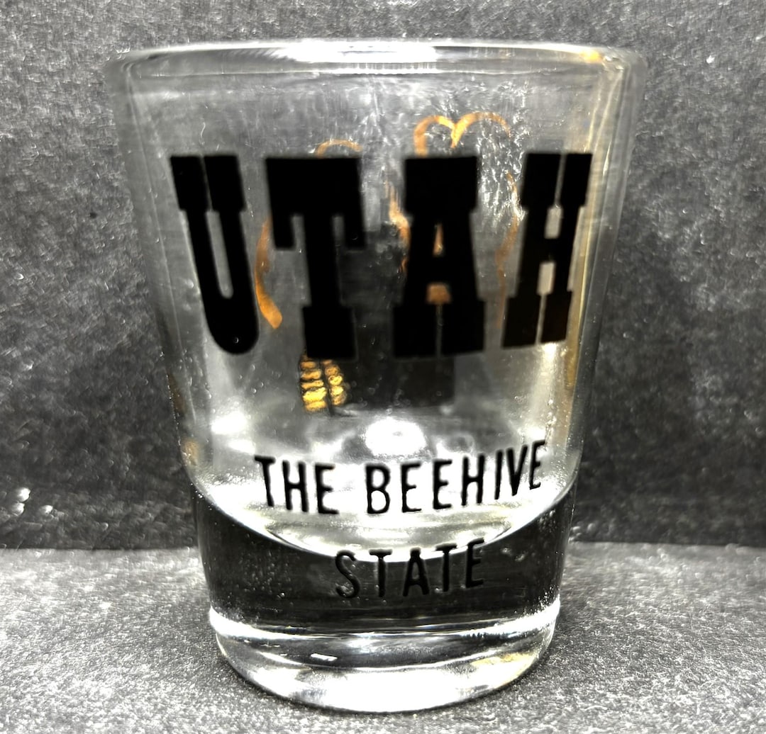 Utah the Beehive State With Beehive and Bird on 1oz Glass Shot Glass ...