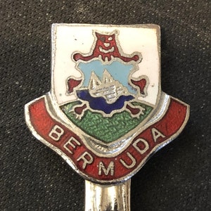 Bermuda With Crest top on Chrome Plated Souvenir Spoon - Etsy