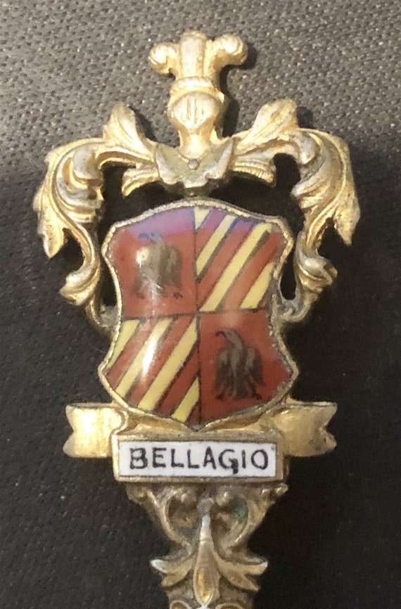Bellagio Italy With Crest top on Brass Souvenir Spoon - Etsy