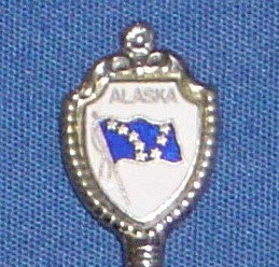 Alaska With State Flag (top) on Scalloped Souvenir Spoon - Pre-owned - Etsy