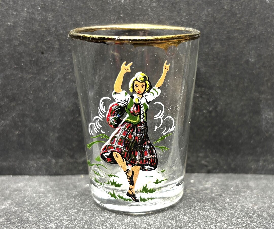 Scotland Lass in Costume Dancing on 0.75oz Glass Shot Glass - NEW - Etsy