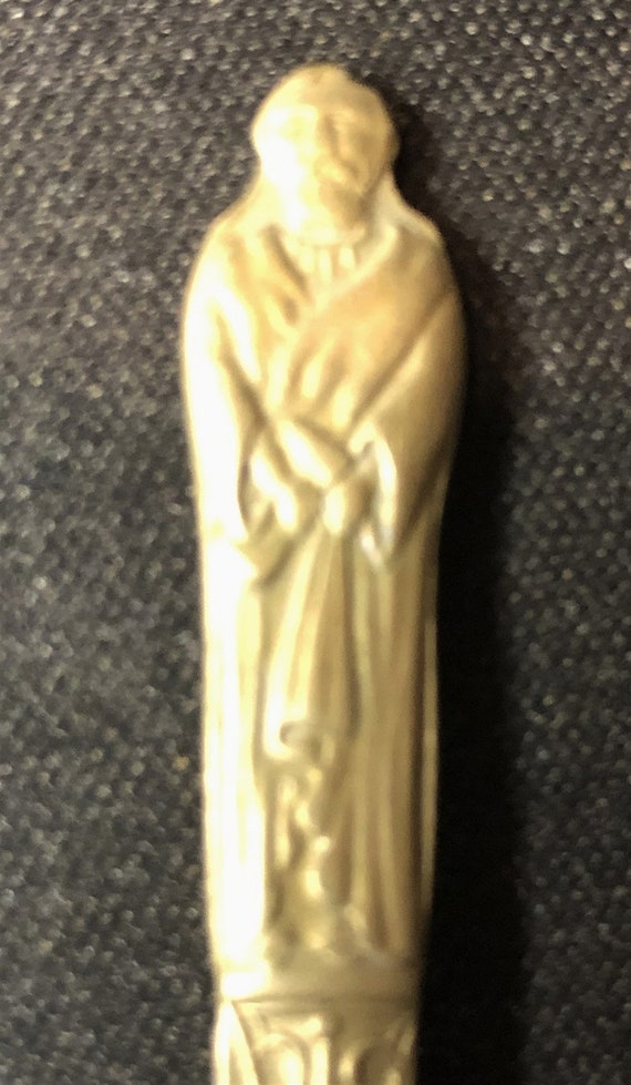 3D Monk top on Brass Colored Silver Plated Souvenir Spoon | Etsy