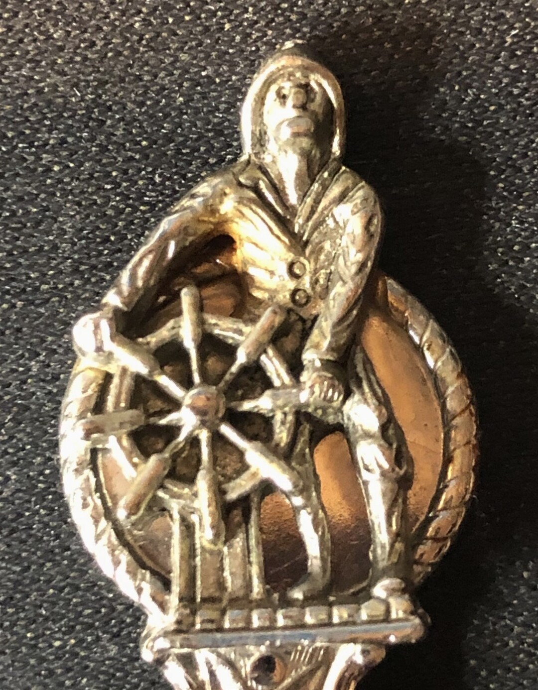 Captain Steering Ship (top) on Souvenir Demitasse Spoon - Pre-owned - Etsy
