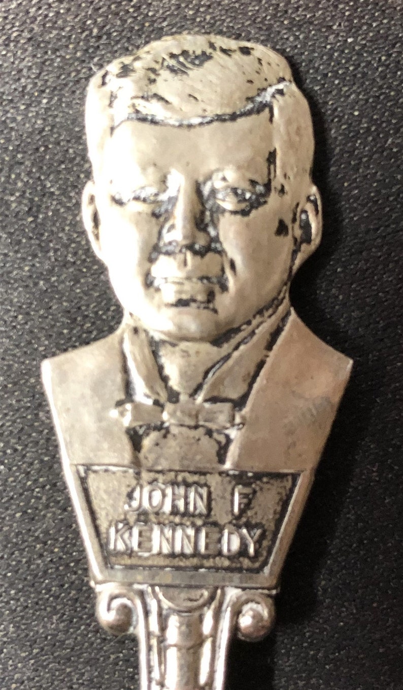John F Kennedy With Bust top on Silver Plated Souvenir Spoon | Etsy