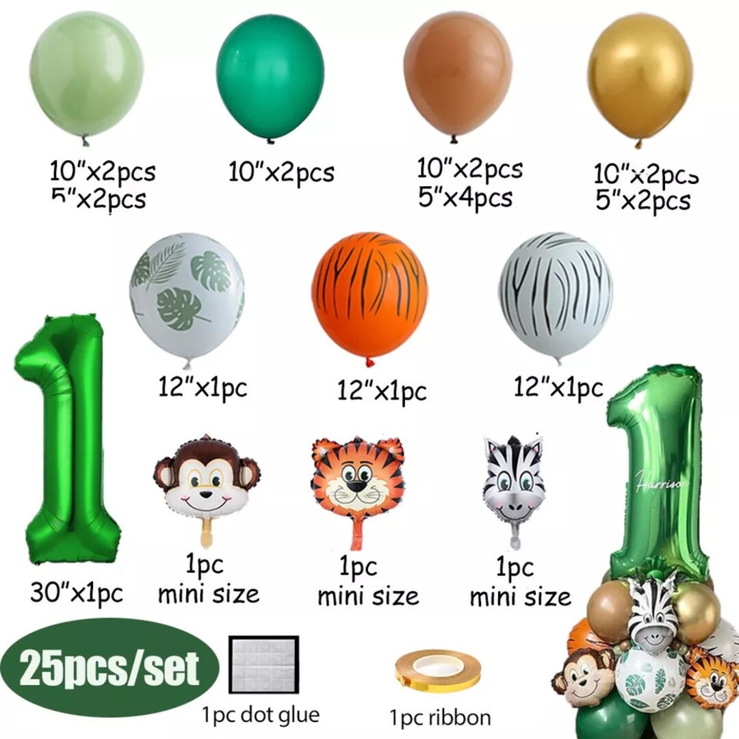 One Two Three Zoo Jungle Animal Birthday Balloons - Etsy