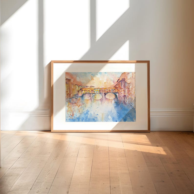 Ponte Vecchio Florence Watercolor Painting: Italian Old Bridge Art - Etsy
