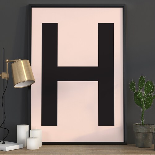H Letter Print Monogram Wall Art Typography Poster - Etsy