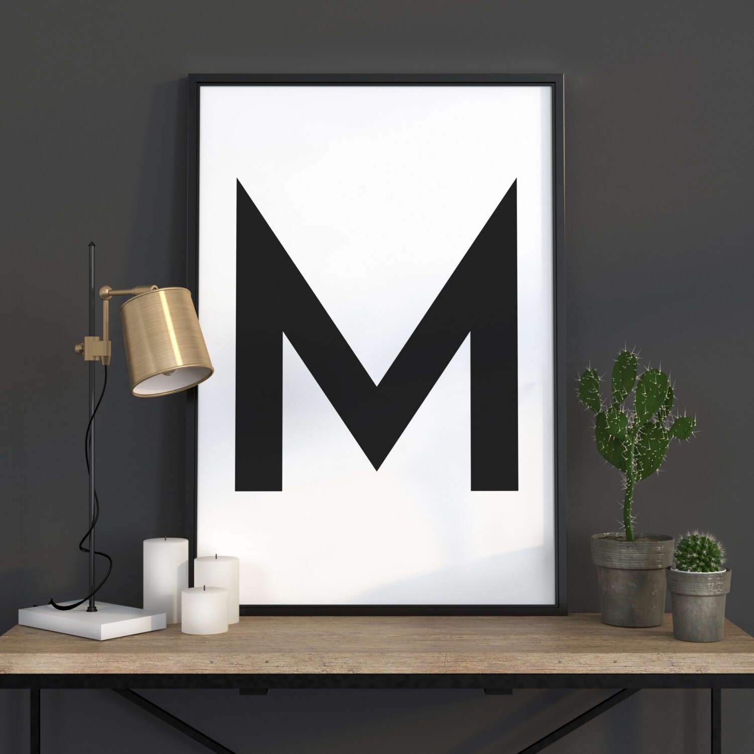 M Letter Print, Initial Wall Art, Scandinavian Art, Scandinavian Poster ...